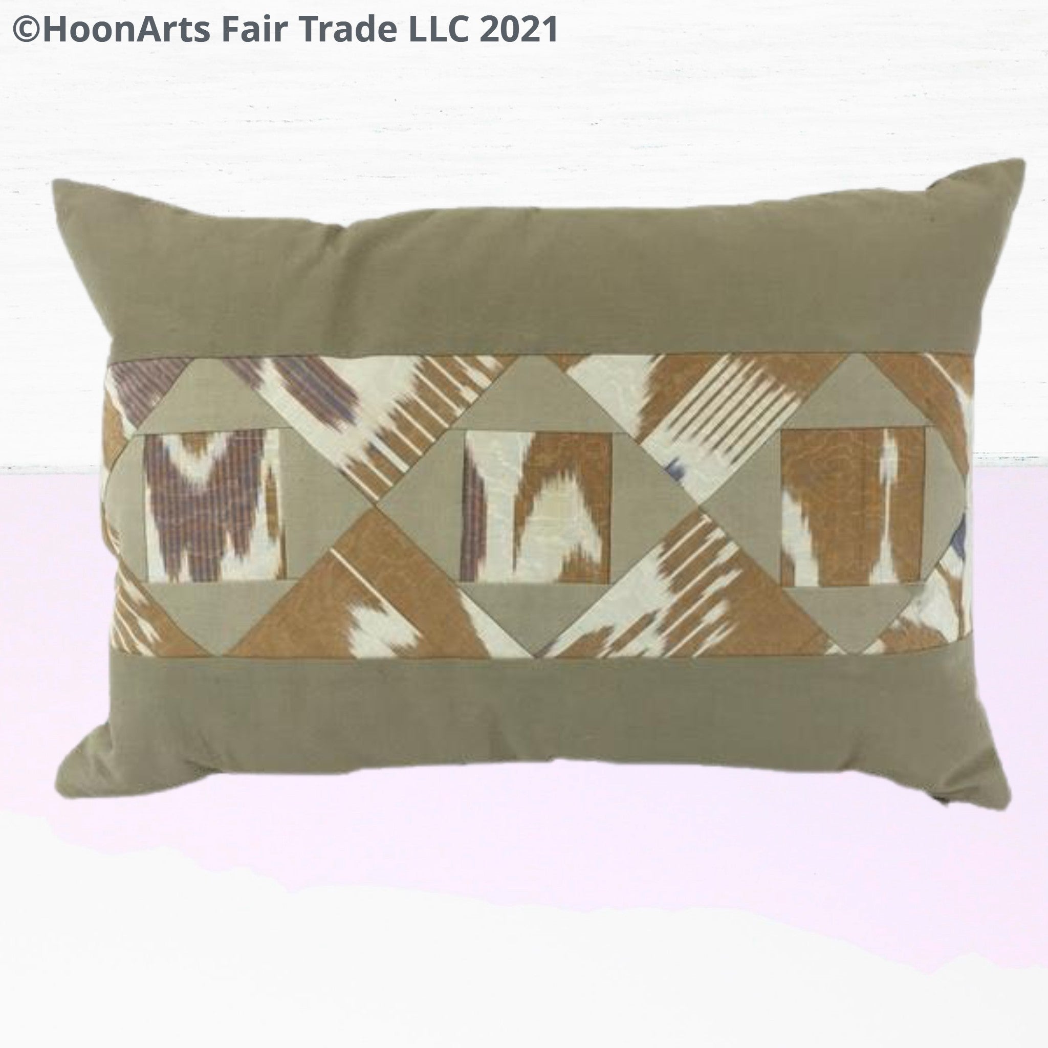 Anor (Pomegranate) Ikat Patchwork-14" X 20" Lumbar Pillow Cover – HoonArts